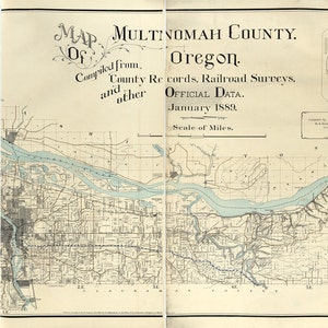 1889 Map of Multnomah County Oregon - Etsy
