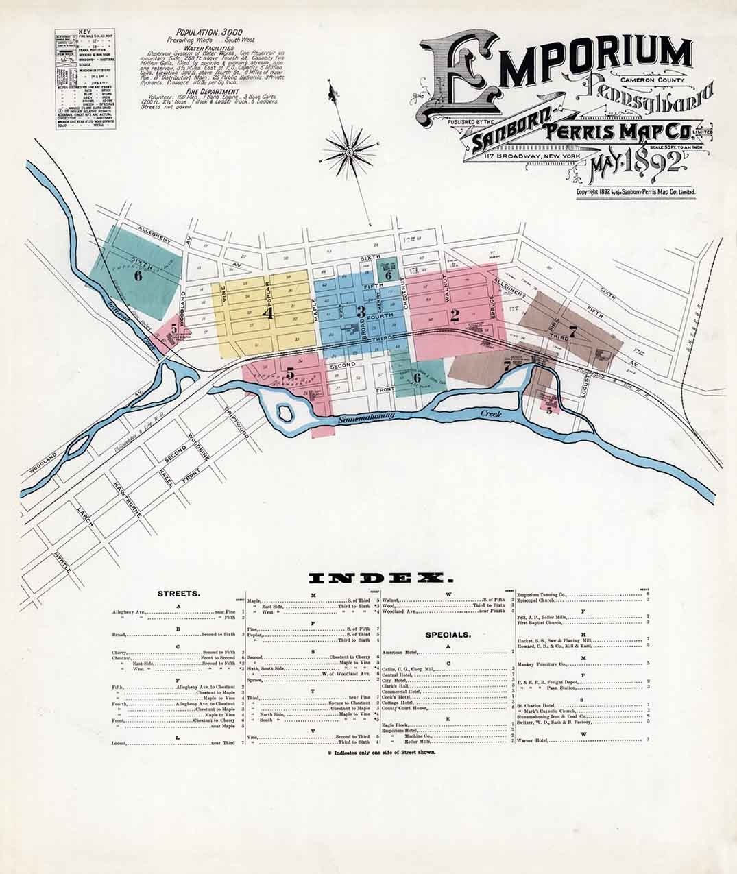 1892 Town Map of Emporium Cameron County Pennsylvania - Etsy