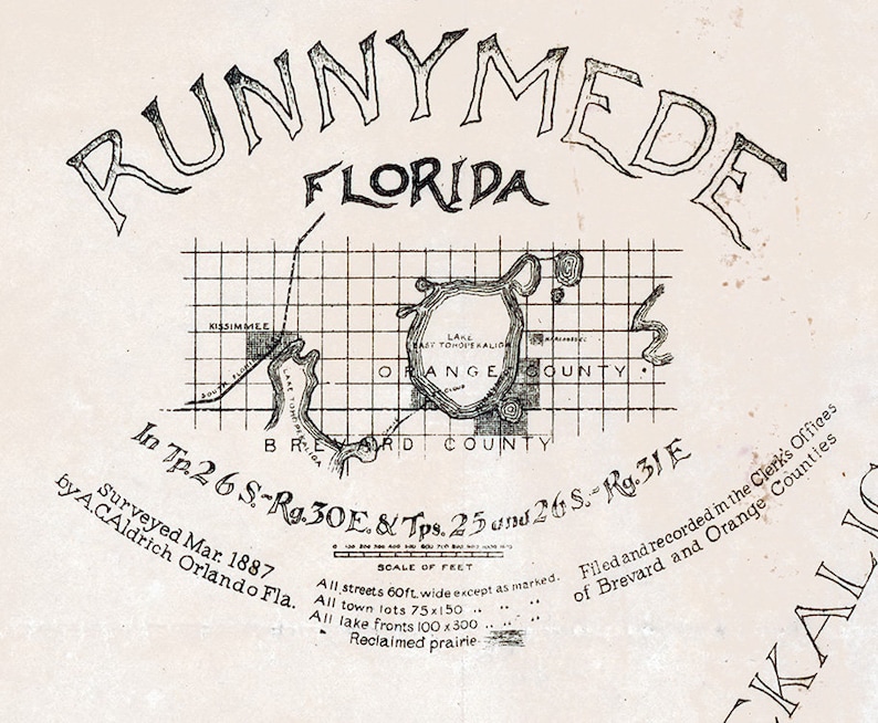 1887 Map of Runnymede Florida - Etsy