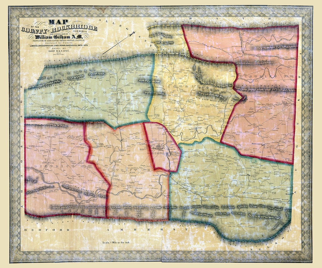 1860 Map of Rockbridge County Virginia - Etsy