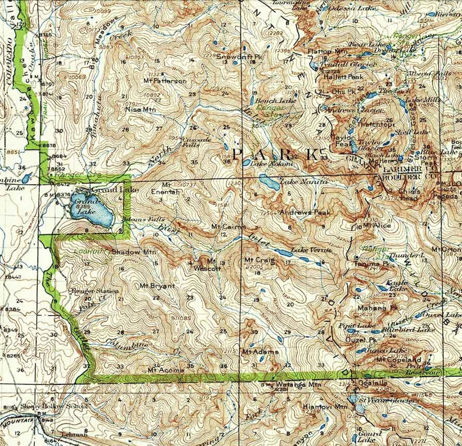 1919 Topo Map of Rocky Mountain National Park Colorado - Etsy