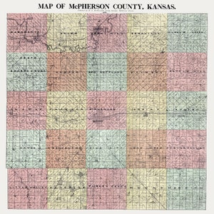 1898 Map of Mcpherson County Kansas - Etsy