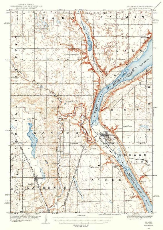 1918 Topo Map of Peever South Dakota | Etsy