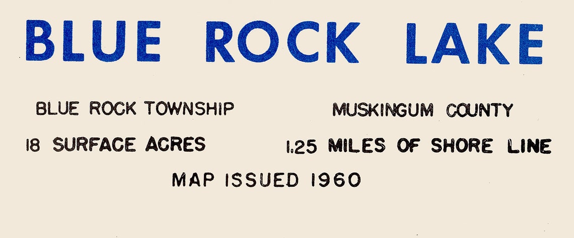 1960 Map of Blue Rock Lake Muskingum County Ohio - Etsy