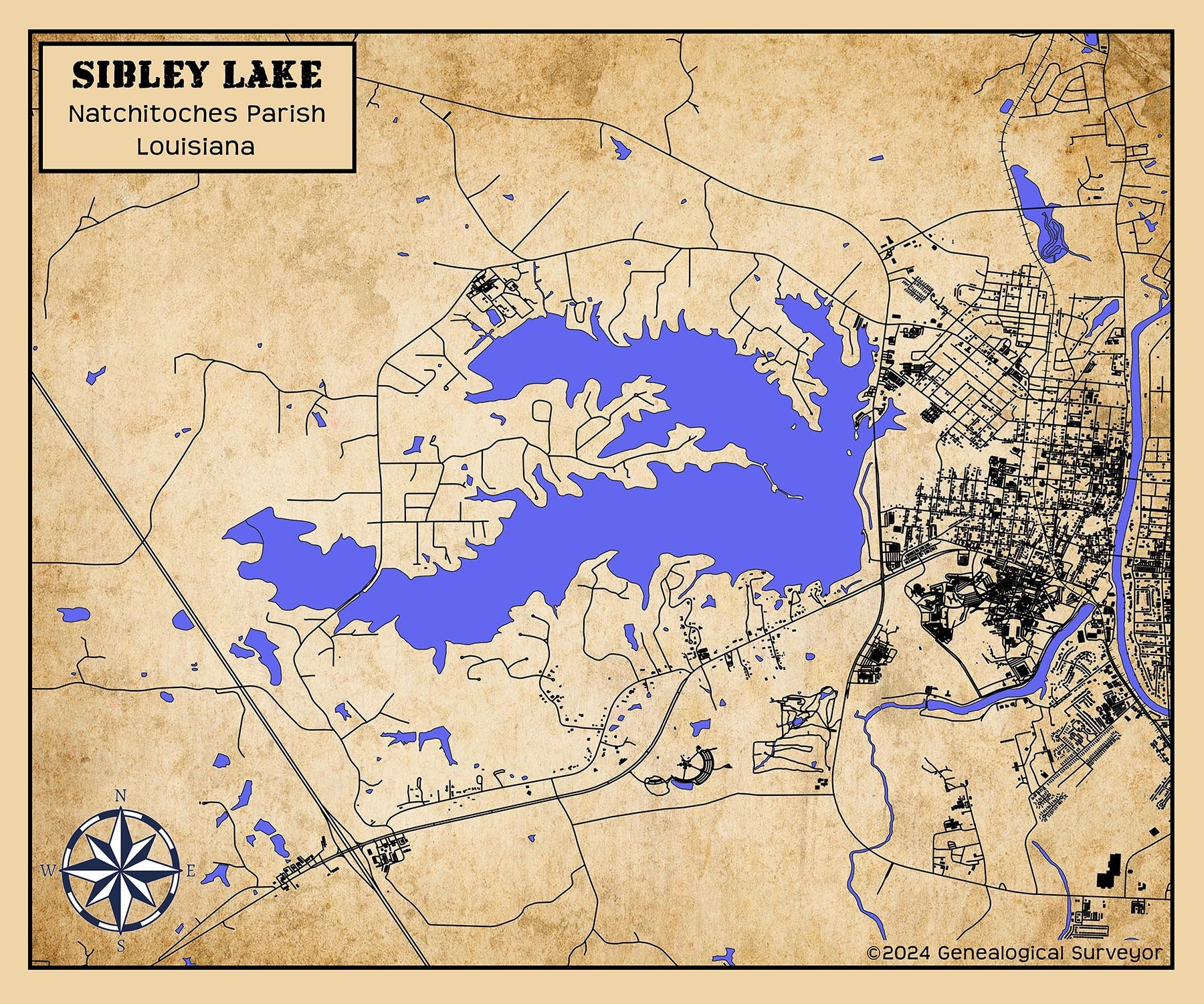2024 Map of Sibley Lake Natchitoches Parish Louisiana - Etsy