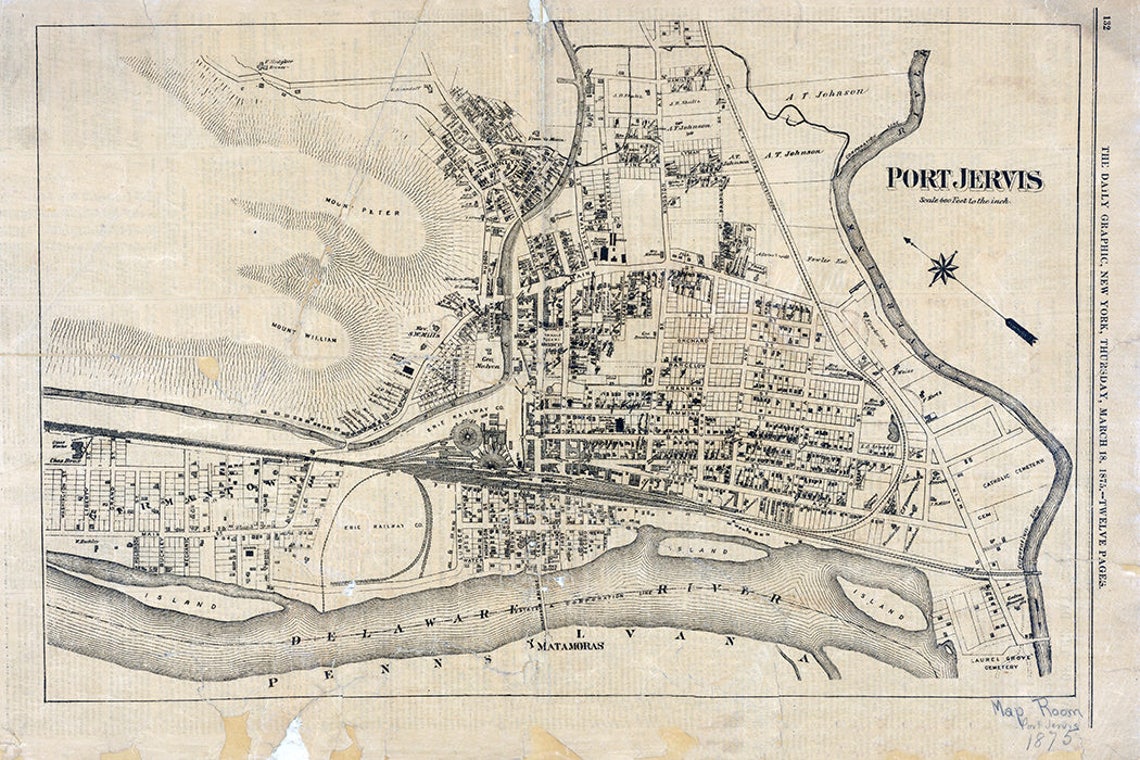 1875 Map Of Port Jervis New York Etsy