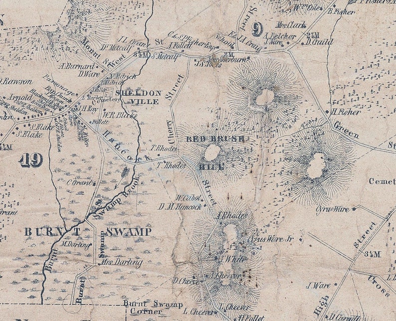 1851 Town Map of Wrentham Norfolk County Massachusetts - Etsy