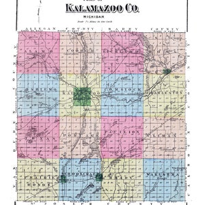 1873 Map of Kalamazoo County Michigan - Etsy