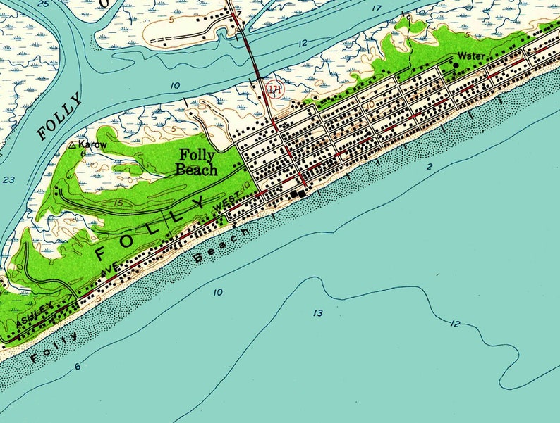 1960 Map of Folly Island South Carolina Folly Beach - Etsy
