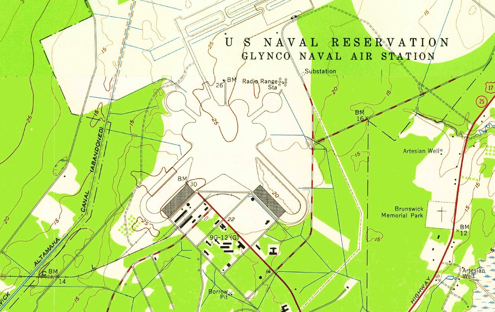 1956 Topo Map of Brunswick Georgia and Glynco Naval Air Station - Etsy