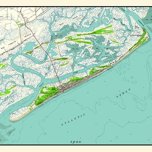 1960 Map of Folly Island South Carolina Folly Beach - Etsy