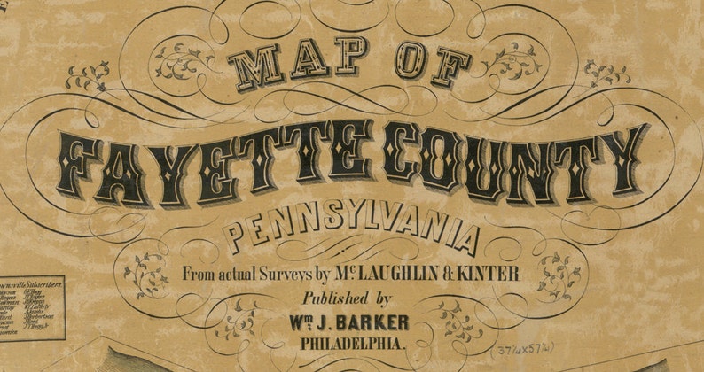 1858 Map of Fayette County Pa From Actual Surveys Uniontown - Etsy UK