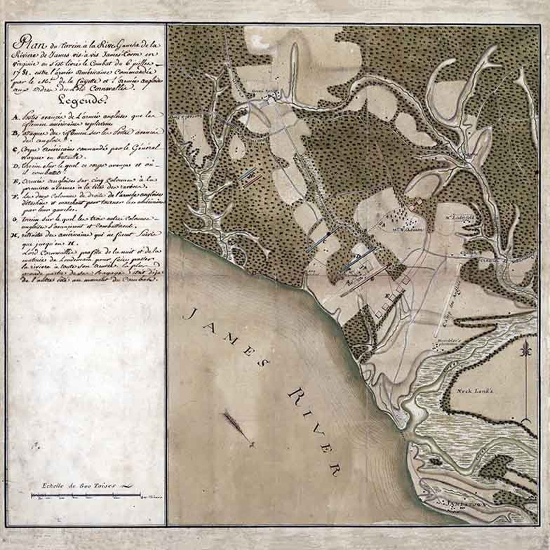 1781 Map of Jamestown Virginia Region - Etsy