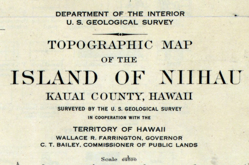 1926 Map of Niihau Kauai County Hawaii - Etsy
