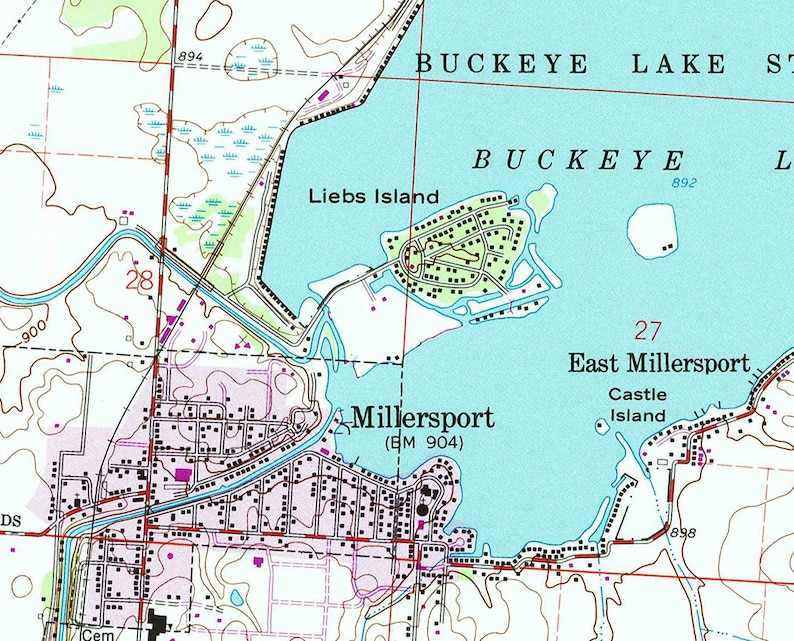 1995 Map of Buckeye Lake Ohio - Etsy