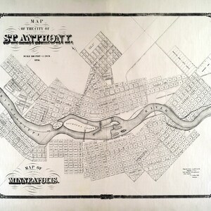 1856 Map of St Anthony and Minneapolis Minnesota - Etsy
