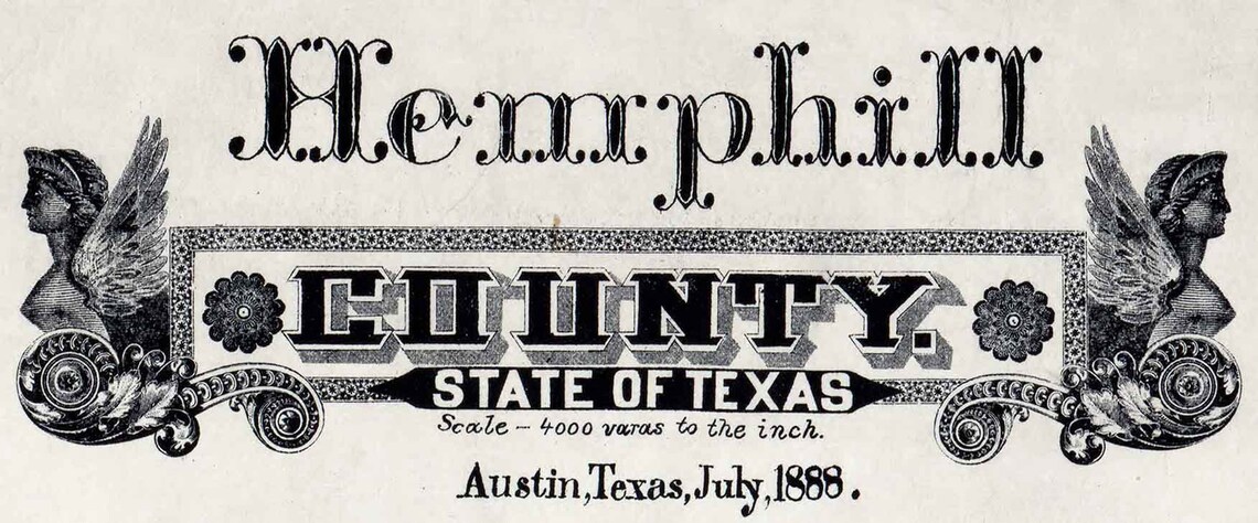 1888 Farm Line Map of Hemphill County Texas - Etsy