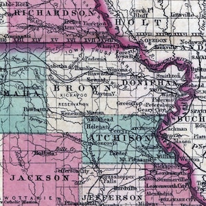 1858 Map of Kansas and Nebraska Showing Railroads Roads and Towns - Etsy