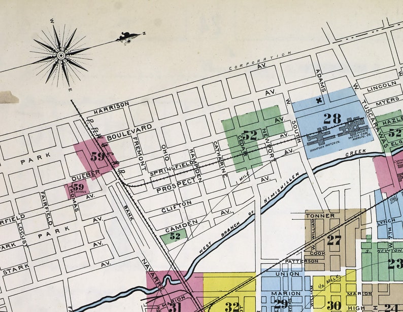 1897 Town Map of Canton Stark County Ohio - Etsy Canada