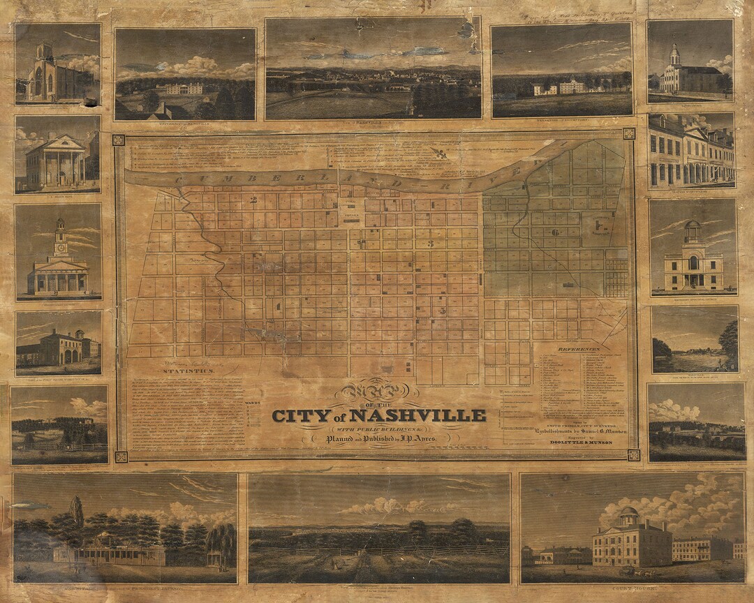 1831 Map of Nashville Tennessee - Etsy