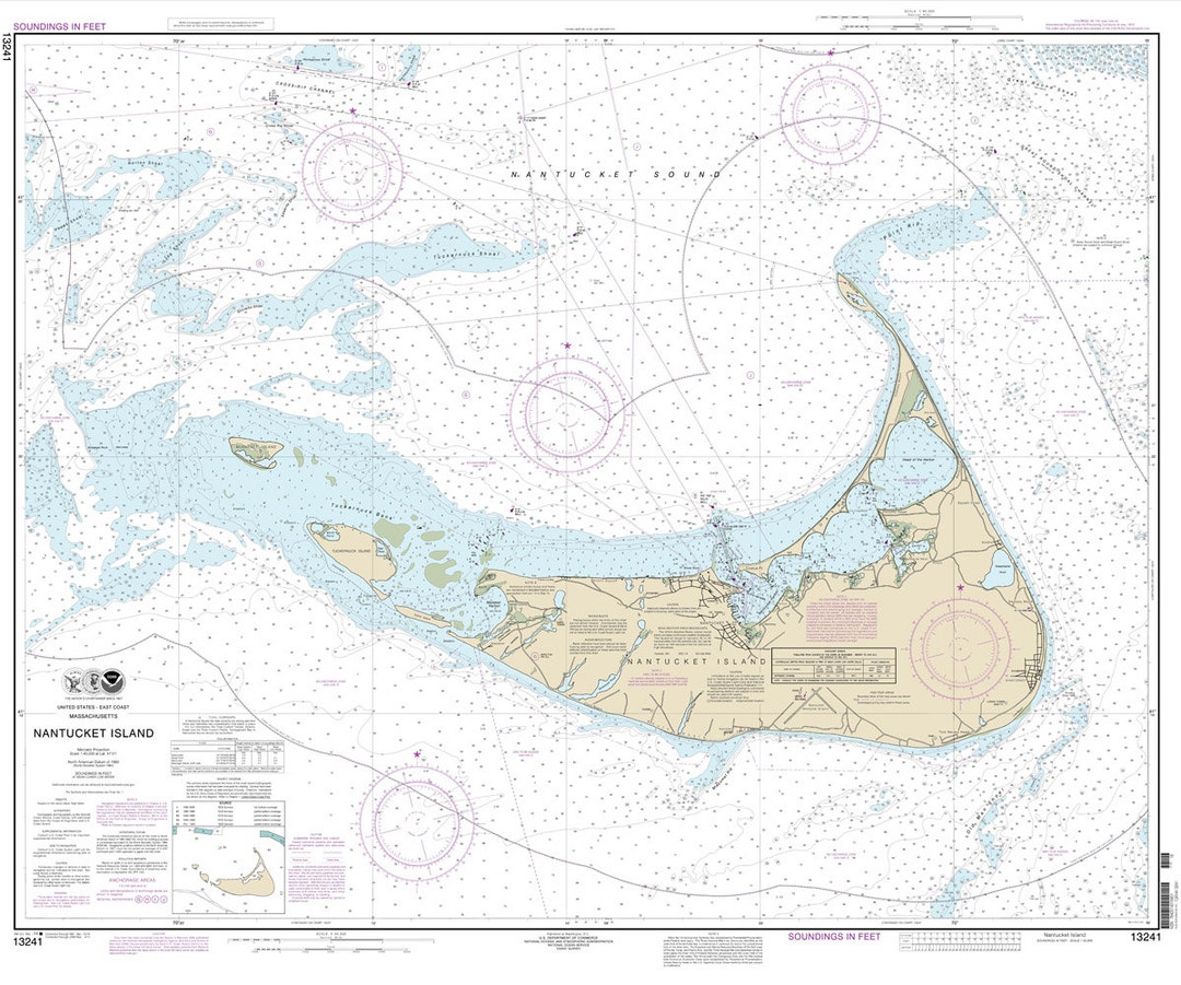 2014 Nautical Map of Nantucket Island Massachusetts - Etsy