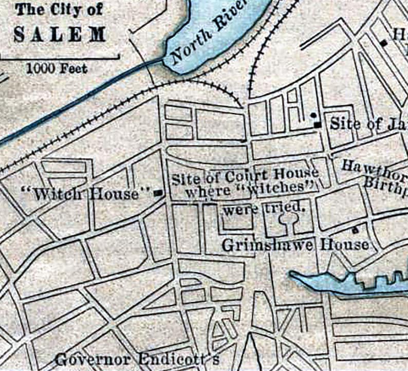 1692 Village Map of Salem Massachusetts Witch Trials - Etsy
