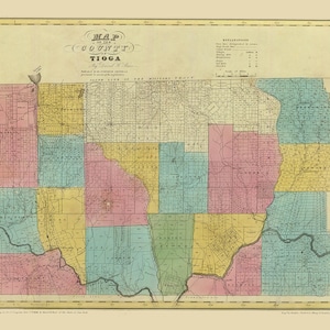 1829 Map of Tioga County New York - Etsy