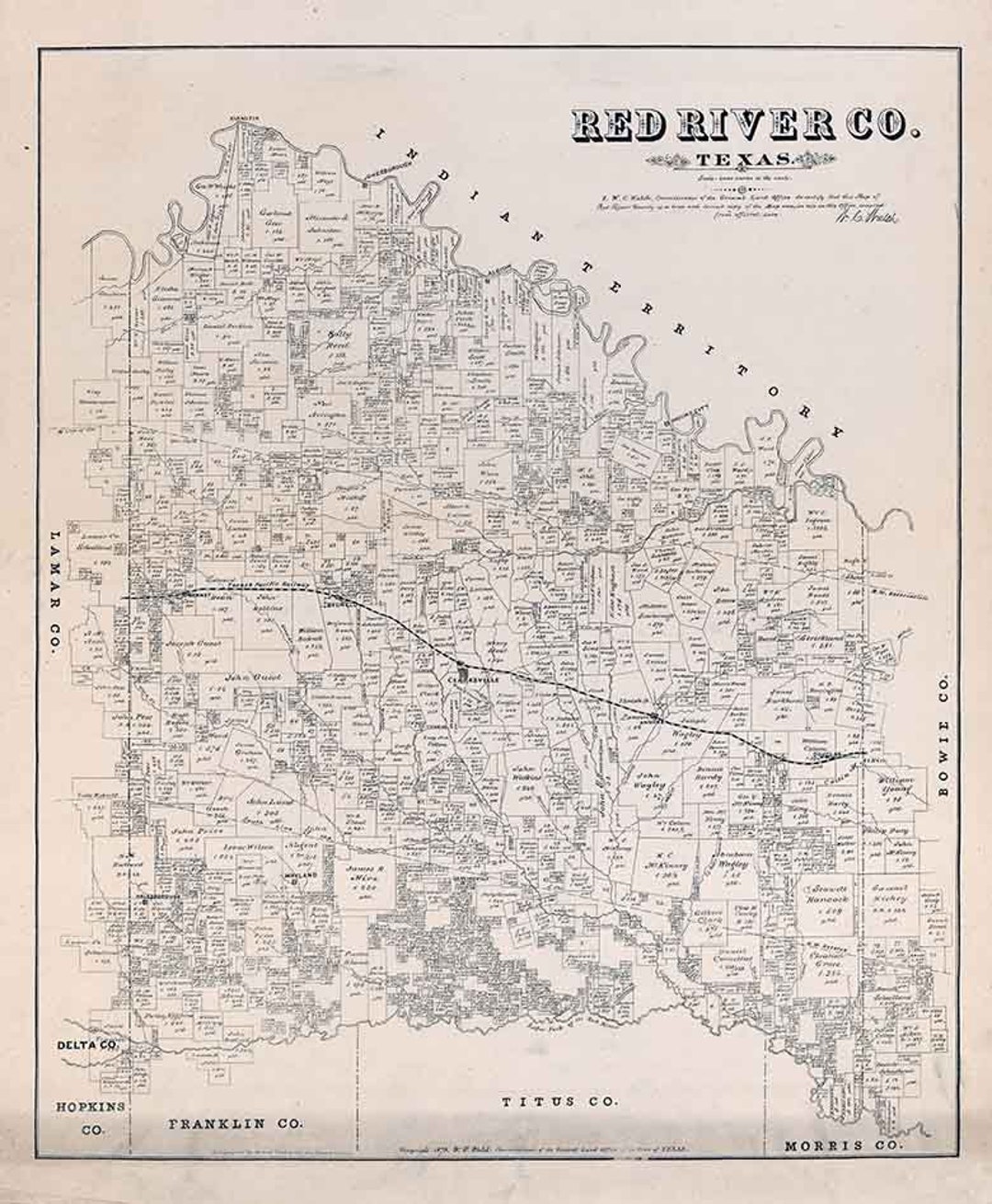 1879 Farm Line Map of Red River County Texas - Etsy