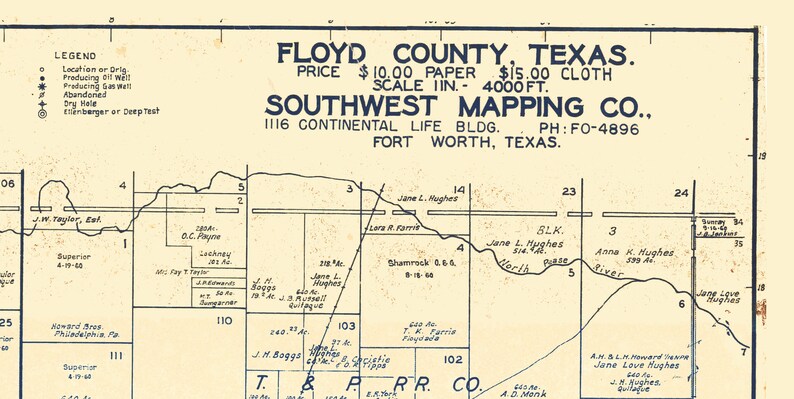 1962 Oil and Gas Well Farm Line Map of Floyd County Texas - Etsy