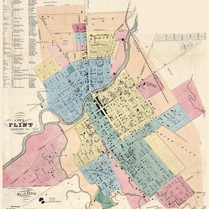 1859 Town Map of Flint Michigan - Etsy