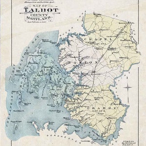1870 Map of Talbot County Maryland - Etsy