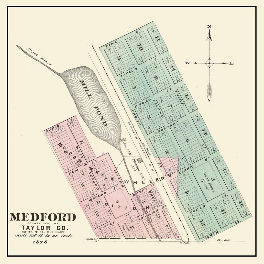1878 Map of Medford Taylor County Wisconsin - Etsy