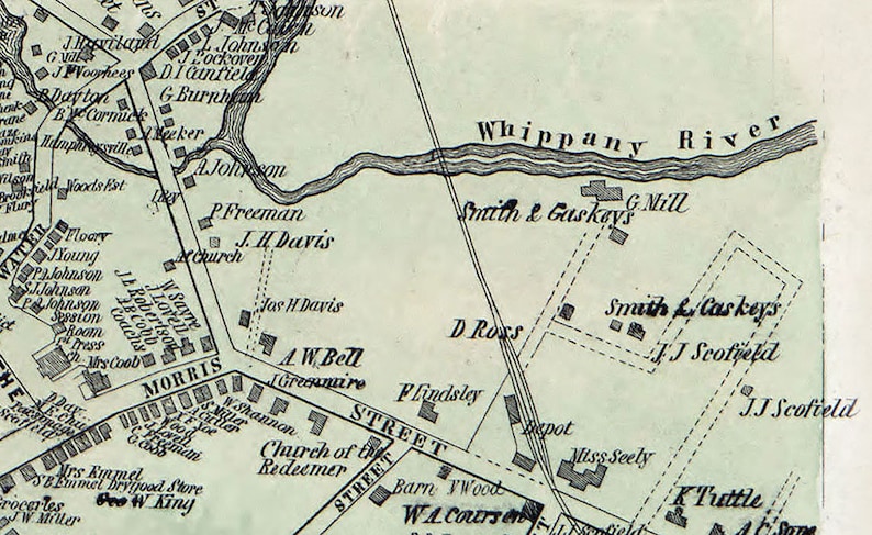 1853 Map of Morristown Morris County New Jersey - Etsy