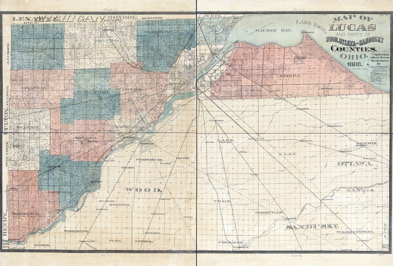 1888 Farm Line Map of Lucas County Ohio Waynesfield - Etsy