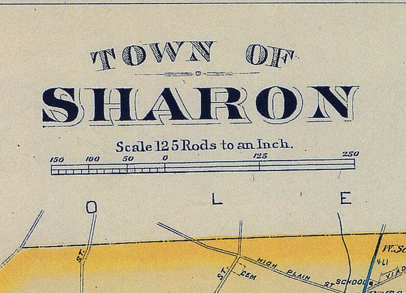 1888 Town Map of Sharon Norfolk County Massachusetts - Etsy