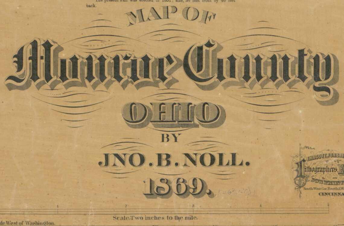 1869 Farm Line Map of Monroe County Ohio Woodsfield Clarington - Etsy