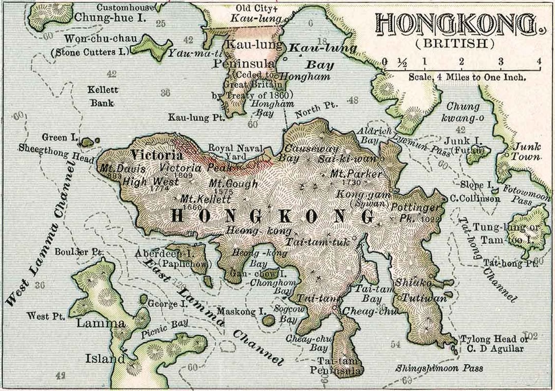 1897 Map of the Chinese Empire Hong Kong British - Etsy