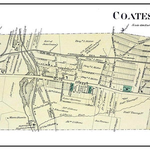 1873 Town Map of Coatesville Chester County Pennsylvania - Etsy