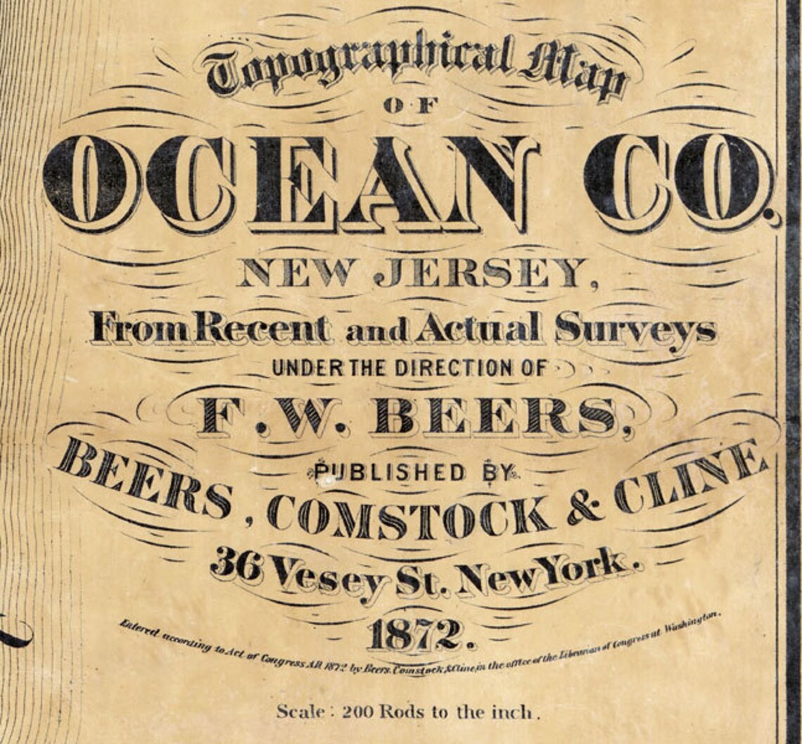 1872 Map of Ocean County New Jersey Bricksburg - Etsy