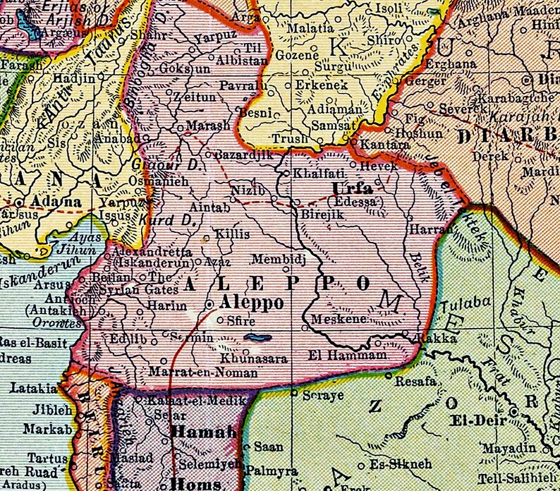 1910 Map of Turkey in Asia - Etsy