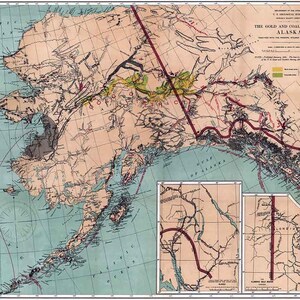 1898 Map of Gold and Coal Fields of Alaska - Etsy