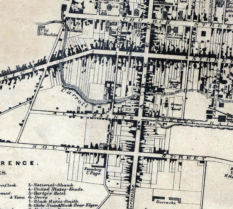 1858 Map of Frederick City Frederick County Maryland - Etsy