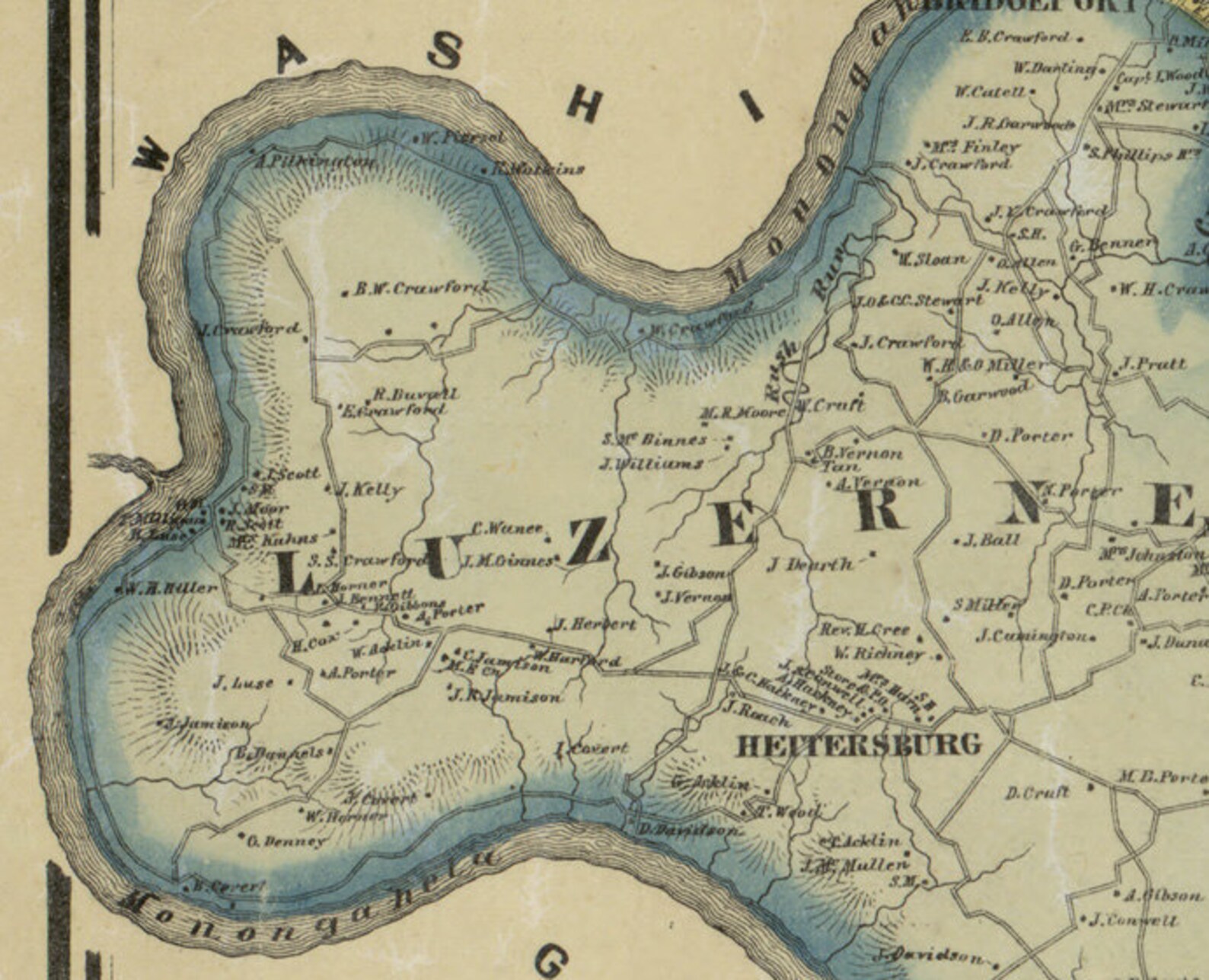 1865 Map of Fayette County Pa Uniontown Monongahela River Coal - Etsy