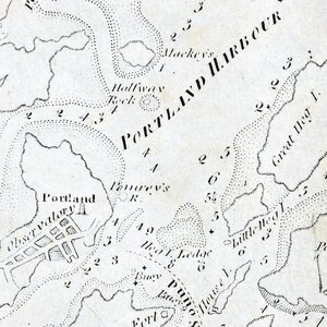 1837 Chart of Portland Harbor - Etsy