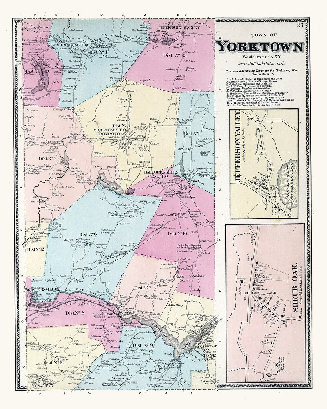 1867 Map of Yorktown Westchester County New York - Etsy