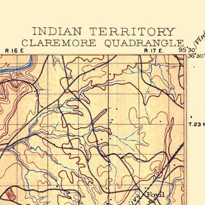 1901 Topo Map of Claremore Oklahoma Indian Territory Tulsa - Etsy