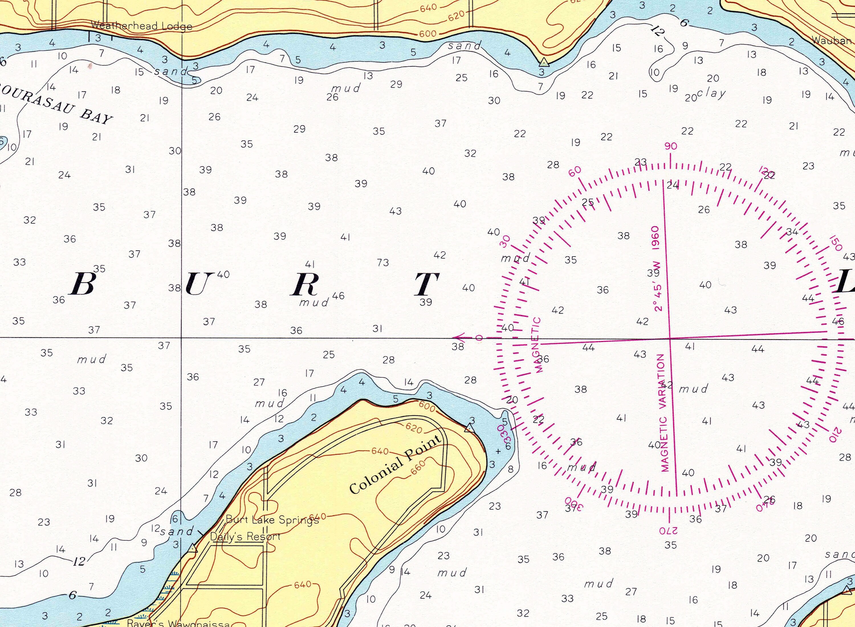 1960 Nautical Map of Burt Lake Michigan - Etsy Canada