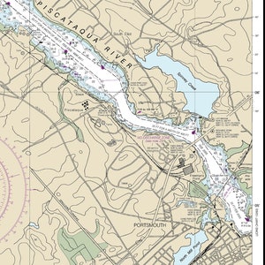 2013 Nautical Chart of Portsmouth to Dover and Exeter Piscataqua River ...