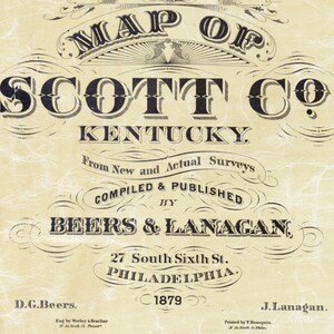 1879 Map of Scott County Kentucky Georgetown - Etsy