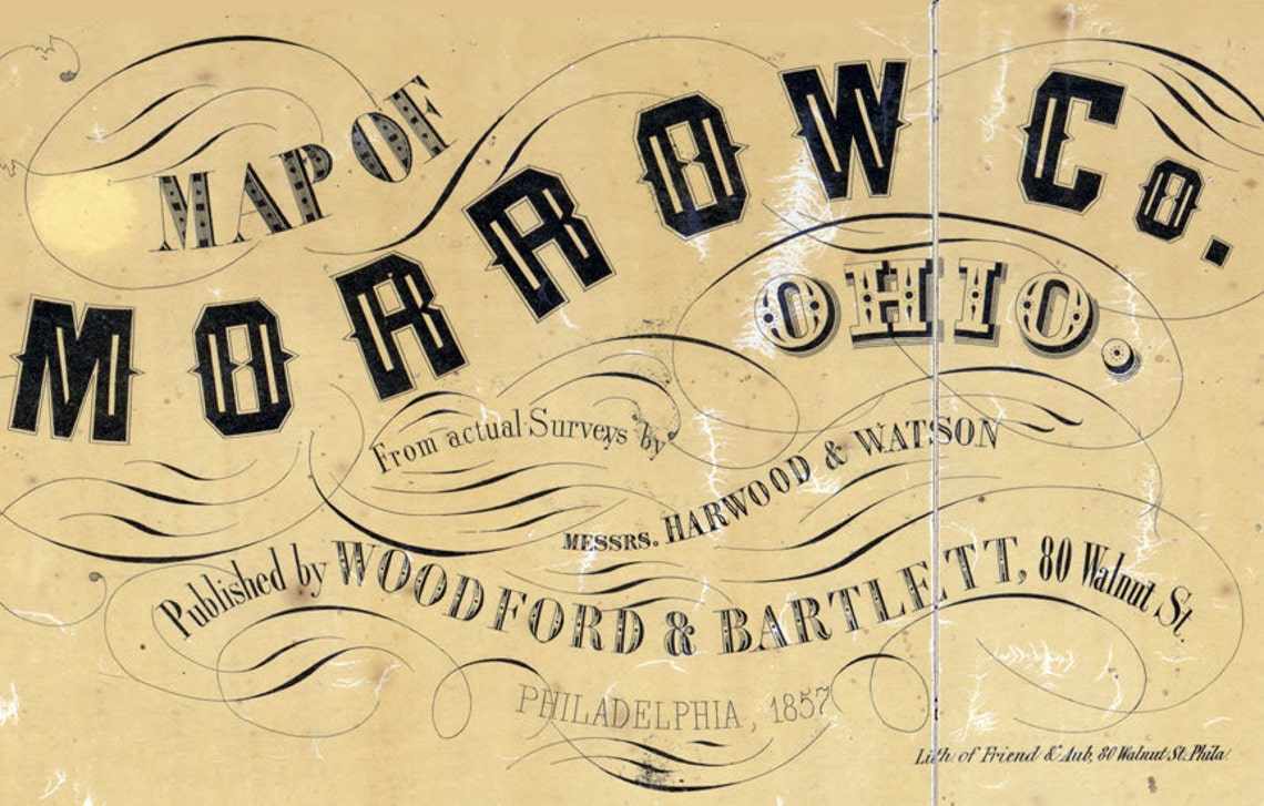1857 Farm Line Map of Morrow County Ohio Mt Gilead - Etsy